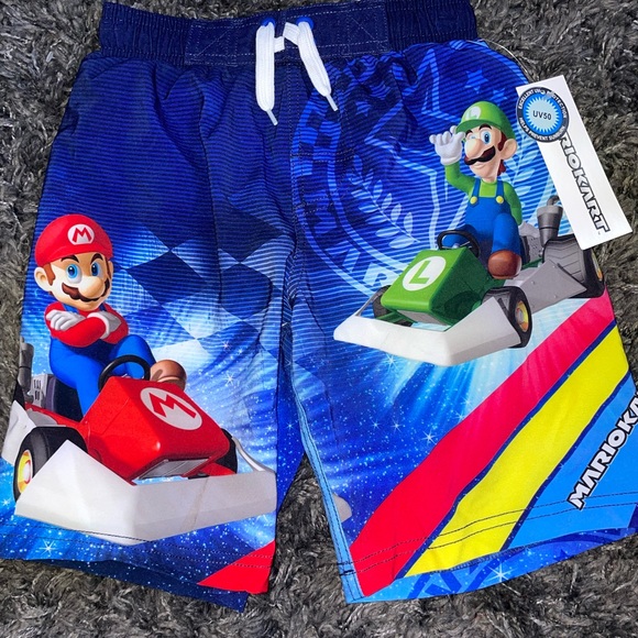 Nintendo | Swim | Brand New With Tags Mario Bros Kart Boys Swim Trunks ...